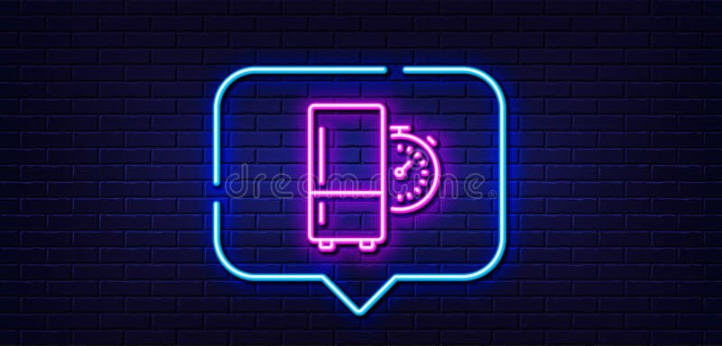 Refrigerator Timer Line Icon. Fridge Time Sign. Neon Light Speech ...