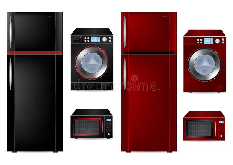 Refrigerator, Washing Machine and Microwave Stock Vector - Illustration ...