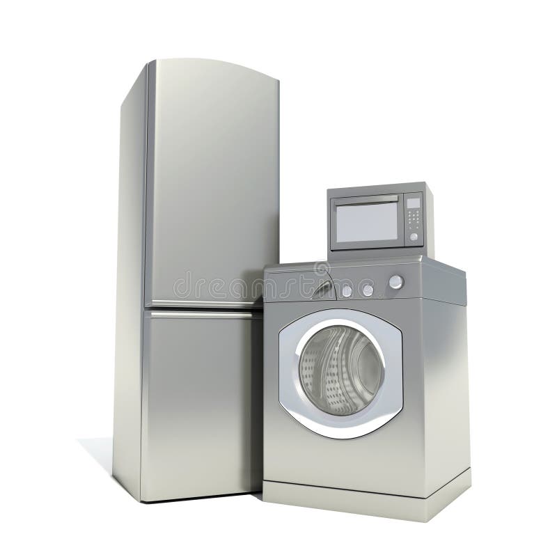 Refrigerator, Washing Machine and Microwave Oven Stock Illustration ...