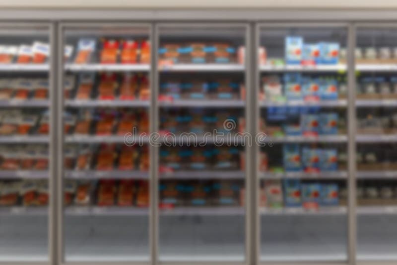 Refrigerators with Chilled Fish Products in Packages in a Supermarket ...