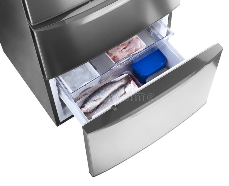 Refrigerators Drawer with Fish. Stock Image - Image of drawer, frozen ...