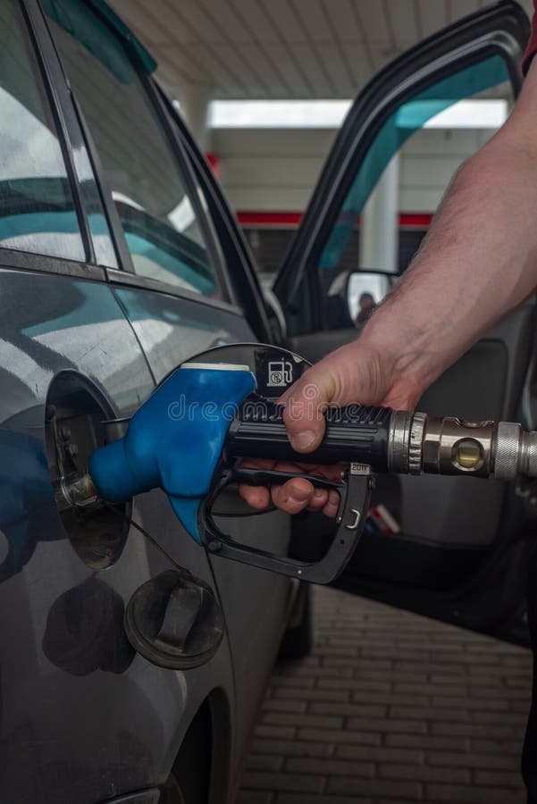 Refueling a Car with Fuel at a Gas Station Stock Photo - Image of ...