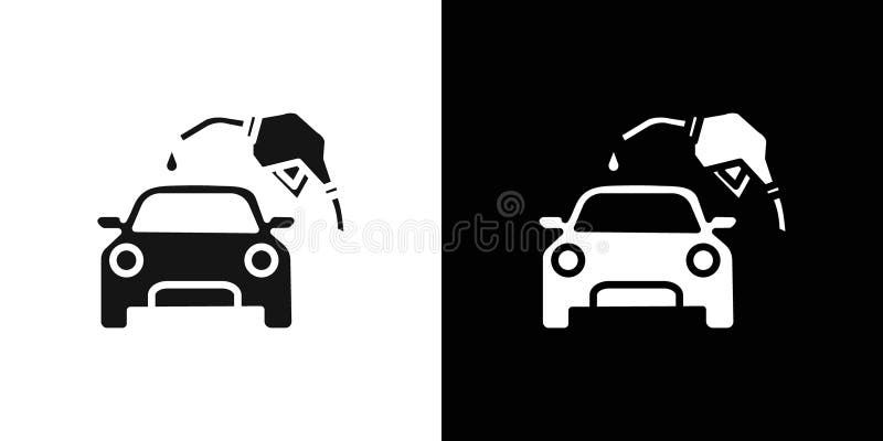 Refueling Car Icon Flat Vector Set Outline Stock Vector - Illustration ...
