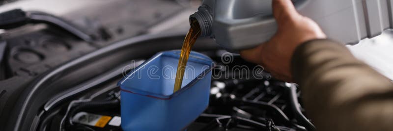 Refueling with Fresh Engine Oil Car Engine Stock Photo - Image of ...