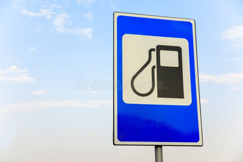 Refueling Road Sign for Fueling Cars Stock Photo - Image of industry ...