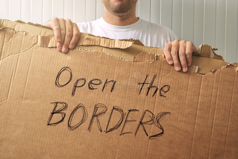 Man Holding Cardboard Paper with HUMAN RIGHTS Title Stock Photo - Image ...