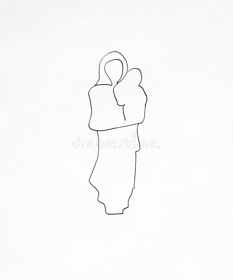 Refugee Icon - Drawing of the Mother with Child Stock Illustration ...