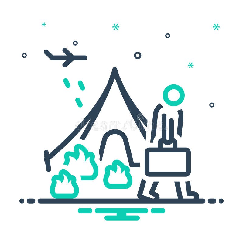 Mix Icon for Refugee, Fugitive and Migrant Stock Illustration ...