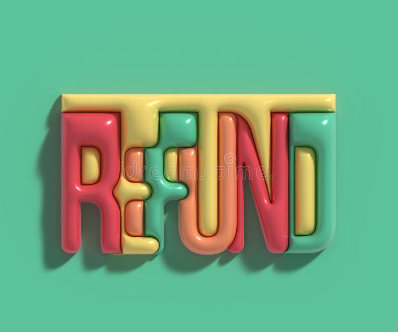 Refund Calligraphic Banner 3d Lettering Font Design Stock Illustration ...