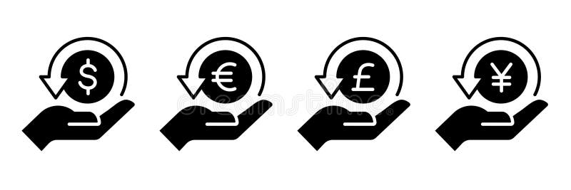 Refund or Cashback Black Flat Style Icon Set Stock Vector ...