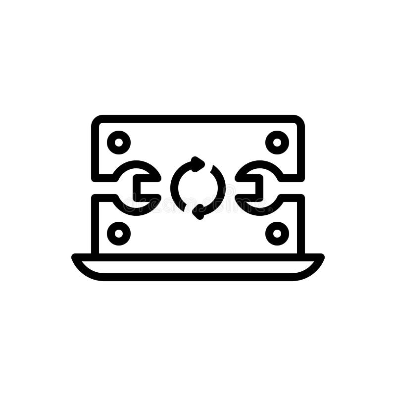 Black Line Icon for Refurbished, Renovate and Repair Stock Vector ...