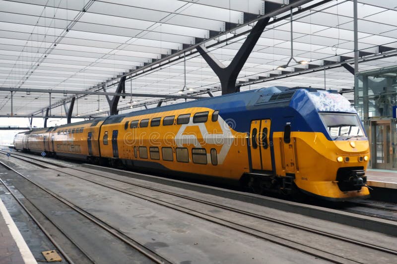 Refurbished VIRM Double Deck Intercity Train of NS Along Platform of ...