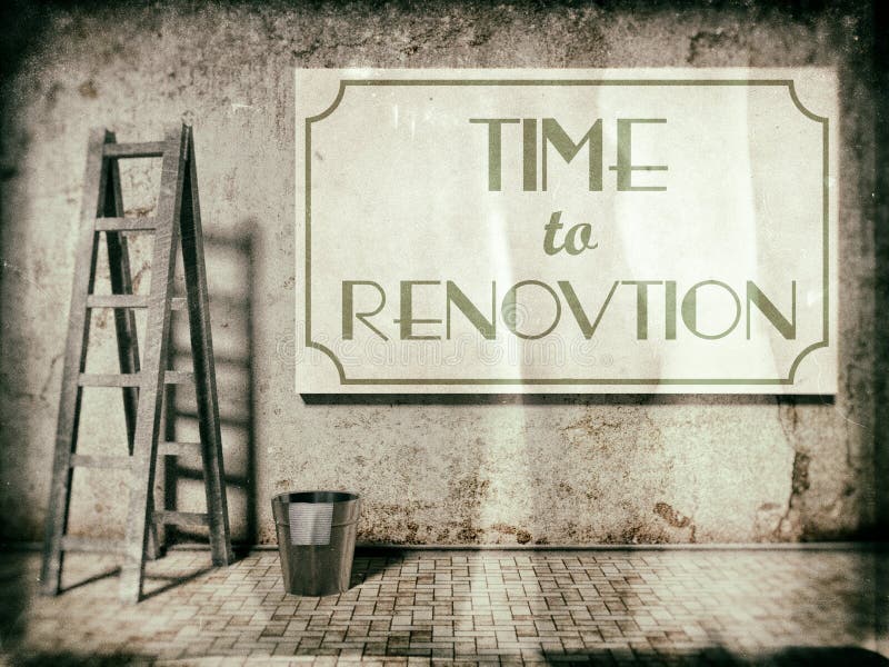 Refurbishment on Building Wall, Time To Renovation Stock Illustration ...