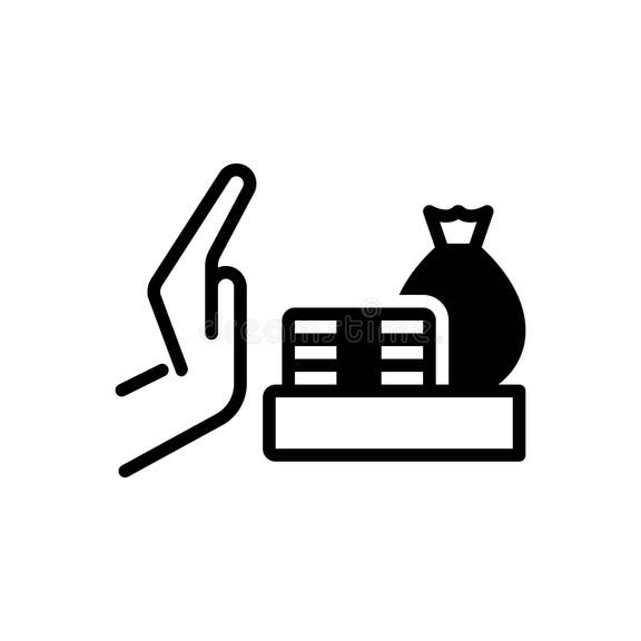 Black Solid Icon for Refuse, Money Bag and Rejection Stock Vector ...