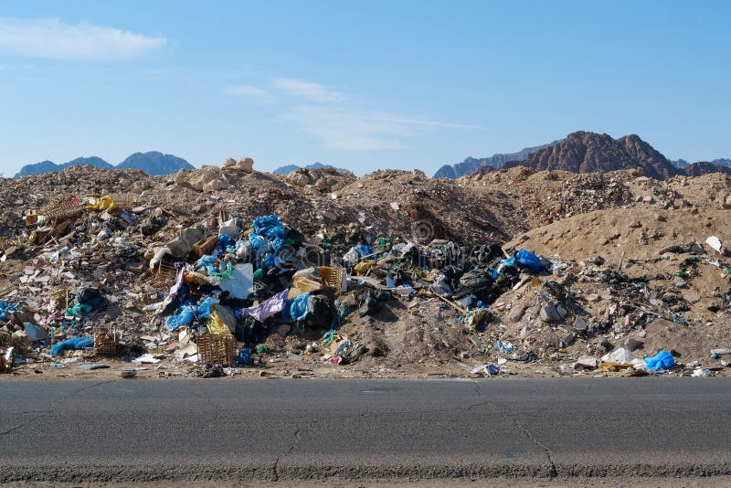 Refuse tip near the road stock image. Image of junk - 173705923