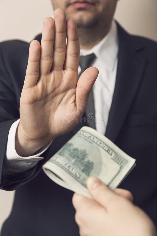 Refusing a bribe money stock image. Image of agreement - 93123653