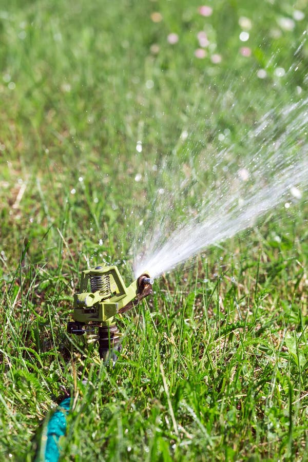 Regadera Automática Del Césped Foto de archivo - Imagen de mojado ...