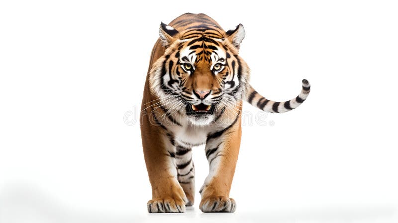 A Regal Bengal Tiger in a Pouncing Stance Stock Illustration ...
