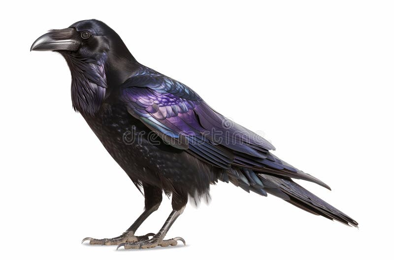A Regal Black Raven with Iridescent Purple Highlights, Standing Stock ...