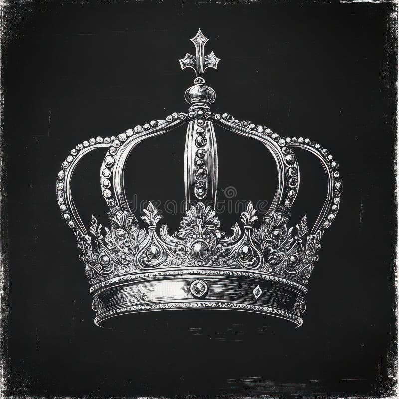 Regal Crown Chalk Art Black Background Royal Power Stock Illustration ...