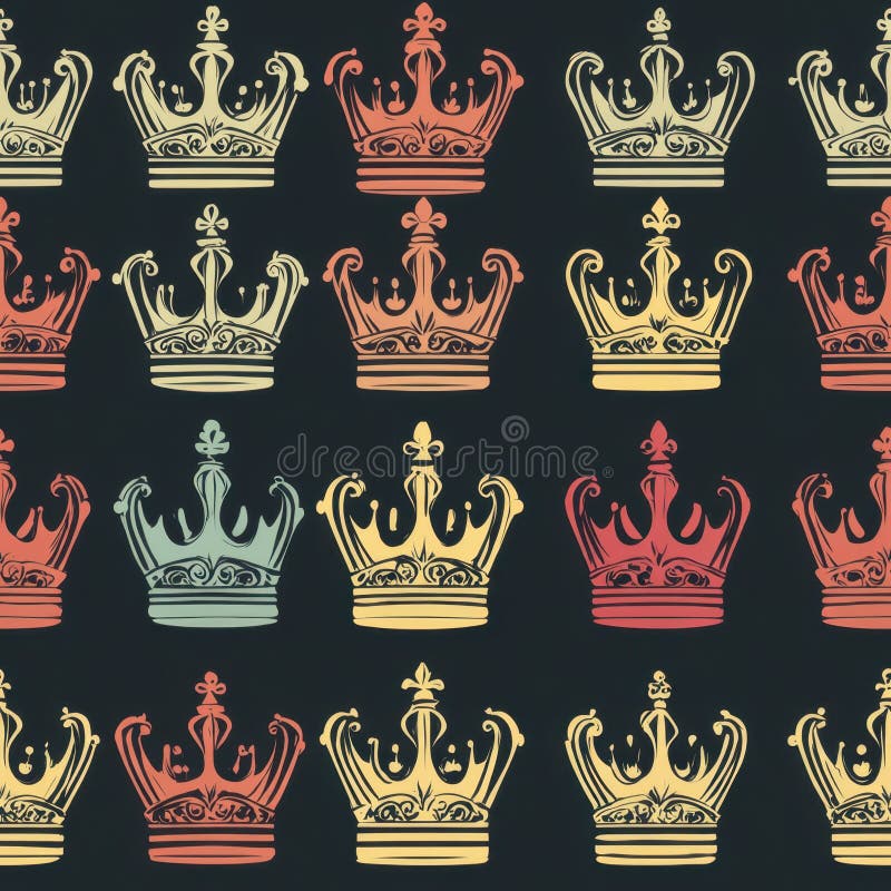 Regal Crown Patterns - Majestic Symbols of Royalty on Dark Background ...