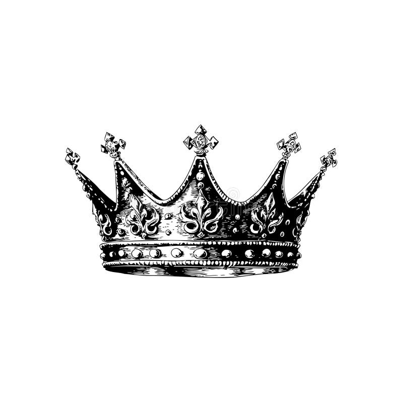 Regal Crown Sketch on White Background Hand Drawn Style. Vector ...