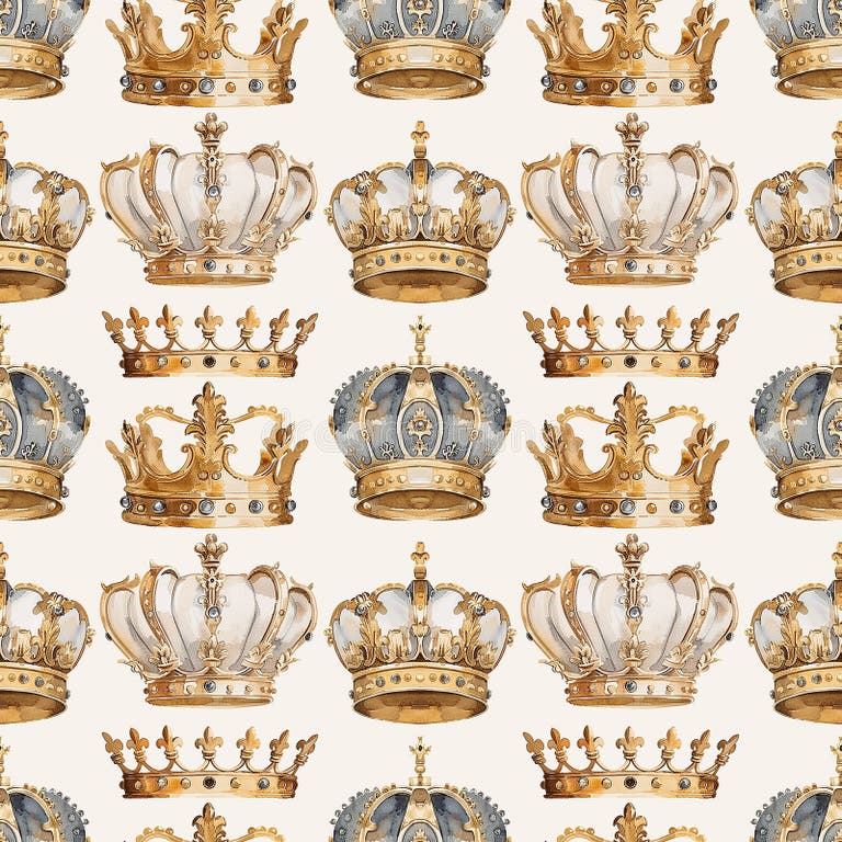 Regal Crowns: Watercolor Monarchy Pattern Stock Photo - Image of king ...