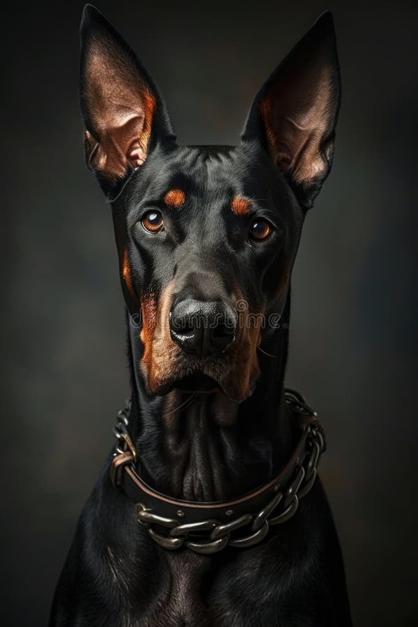 Regal Doberman Pinscher with Chain Collar Stock Illustration ...