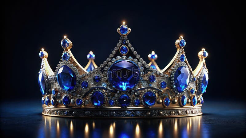A Regal Gold Crown Adorned with Sparkling Sapphires. Generative AI ...