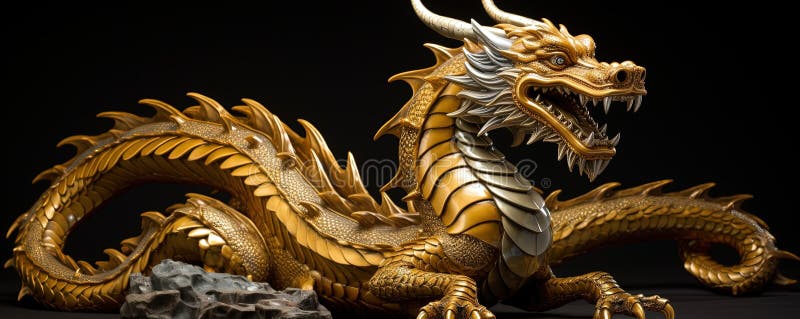 Regal Gold Dragon with Shimmering Scales Stock Illustration ...