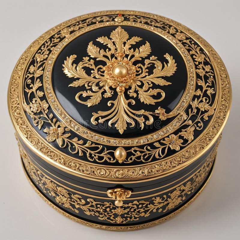 Regal Gold Inlaid Jewelry Box on Display Stock Illustration ...