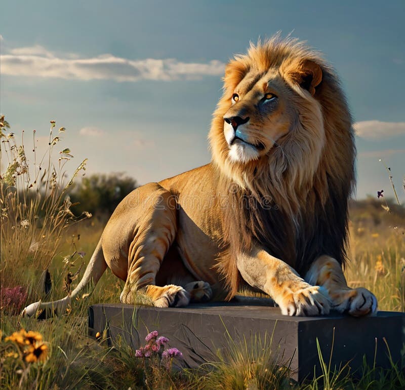 A Regal Lion. Generative Ai Stock Illustration - Illustration of ...