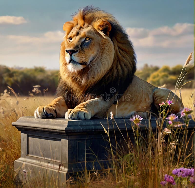 A Regal Lion. Generative Ai Stock Illustration - Illustration of ...