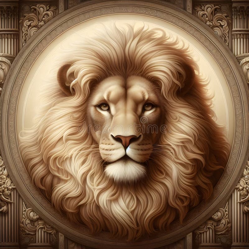Regal Lion in Ornate Frame. Stock Illustration - Illustration of grand ...