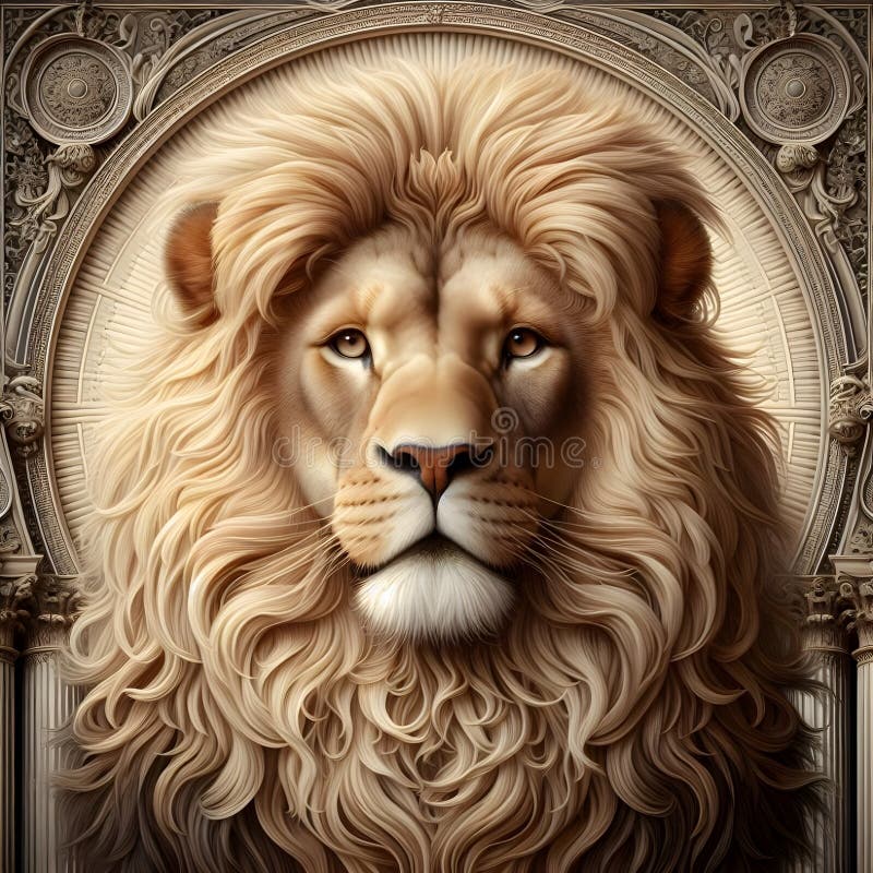 Regal Lion in Ornate Frame. Stock Illustration - Illustration of gold ...