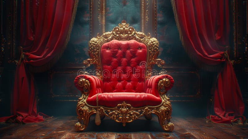 Regal Ornate Throne with Red Velvet - Generative Ai Stock Illustration ...