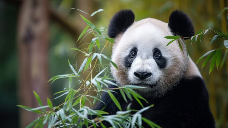 A Regal Panda Poses for a Close-up, Exuding Timeless Charm and Charisma ...