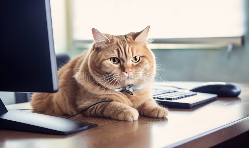 With a Regal Presence, Rotund Cat Commands the Office Table with Grace ...