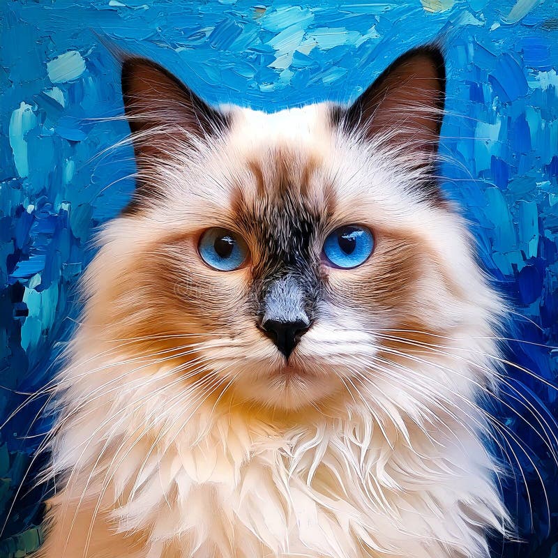 Regal Ragdoll Cat with a Gentle Look Stock Illustration - Illustration ...