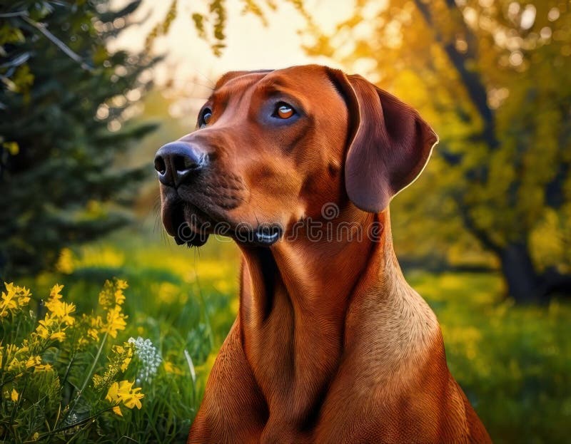 A Regal Rhodesian Ridgeback in a Park Stock Illustration - Illustration ...