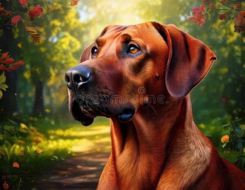A Regal Rhodesian Ridgeback in a Park Stock Illustration - Illustration ...