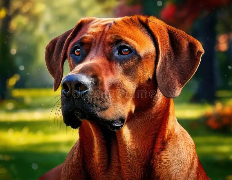 A Regal Rhodesian Ridgeback in a Park Stock Illustration - Illustration ...