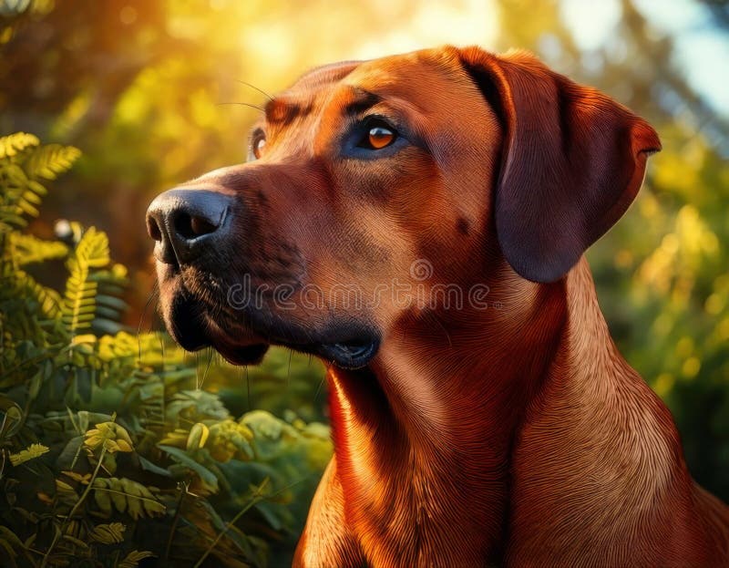 A Regal Rhodesian Ridgeback in a Park Stock Illustration - Illustration ...
