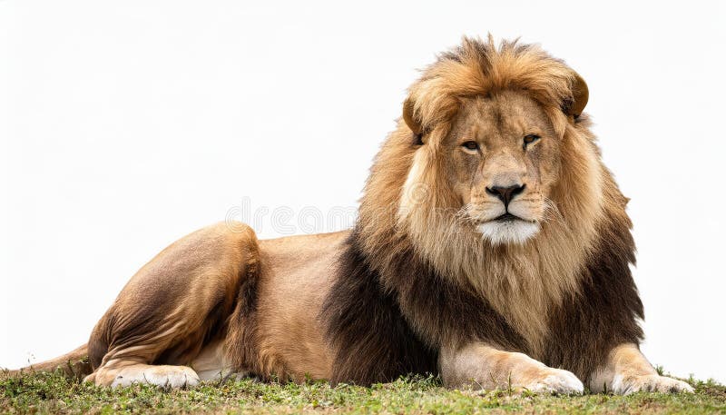 Regal Sitting Lion Against a Transparent Backdrop, Capturing Majesty ...