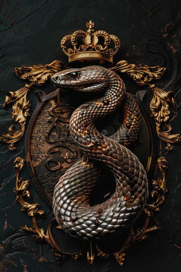 A Regal Snake with a Crown on a Plaque. Suitable for Various Design ...