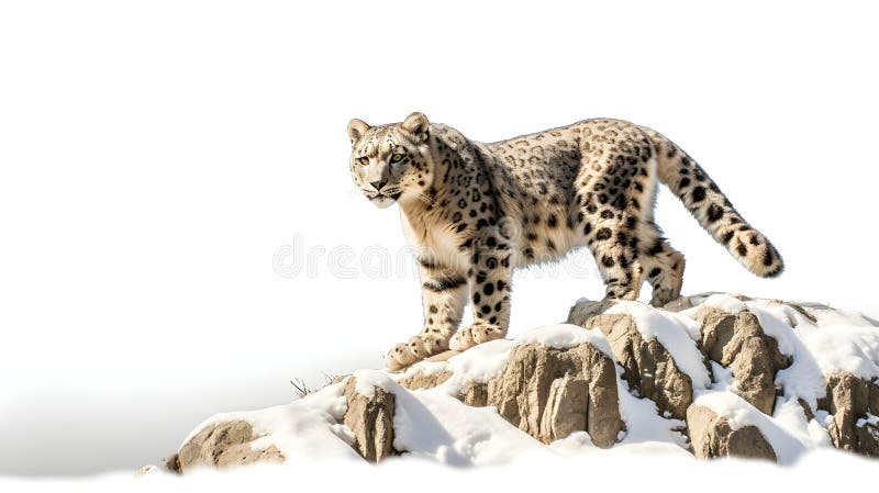 A Regal Snow Leopard in a Poised Stance Stock Illustration ...