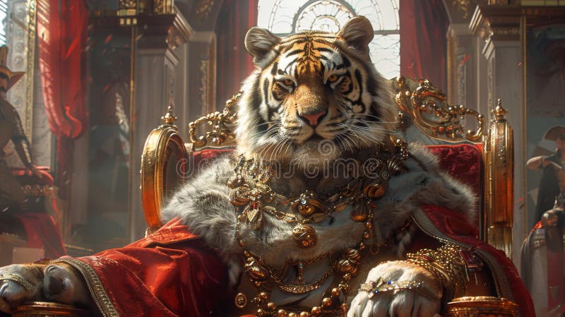 Regal Tiger on a Throne - Generative Ai Stock Illustration ...