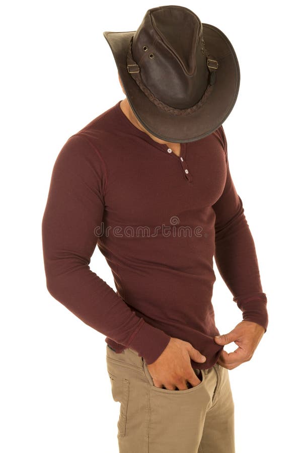 Regard Rouge De Chemise De Cowboy Vers Le Bas Image stock - Image du ...