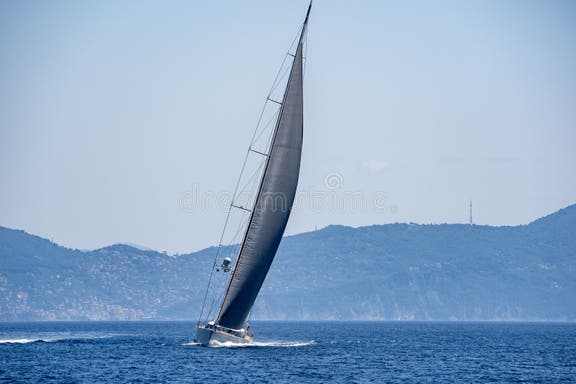 Regatta Boat in the Wind Full Speed Stock Photo - Image of ...