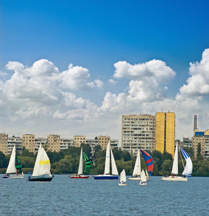 Regatta on a river stock image. Image of expedition, bright - 20140131